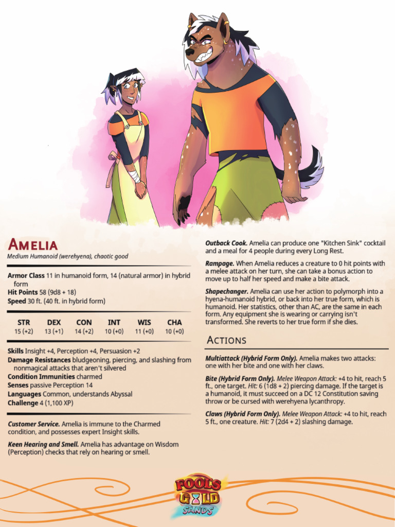 Amelia 8.5 X 11 Stat Block | PDF