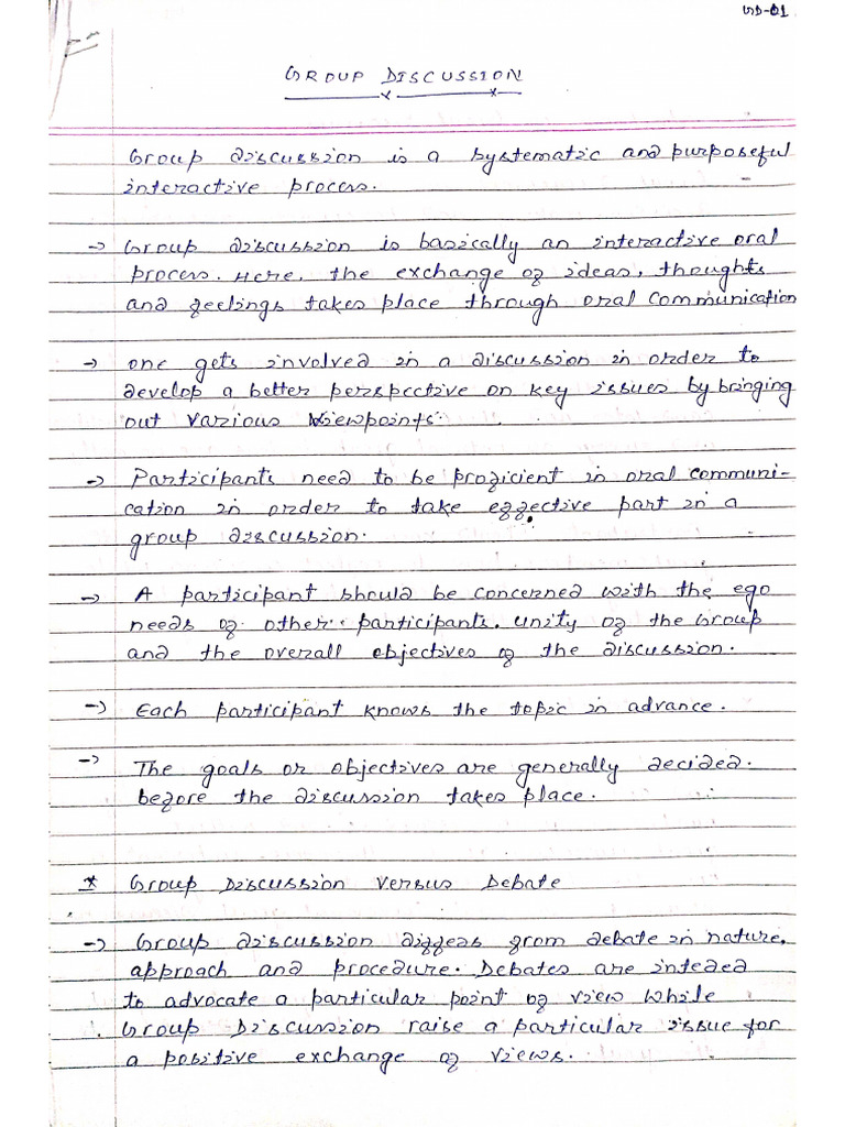 Group Discussion Hand Written | PDF