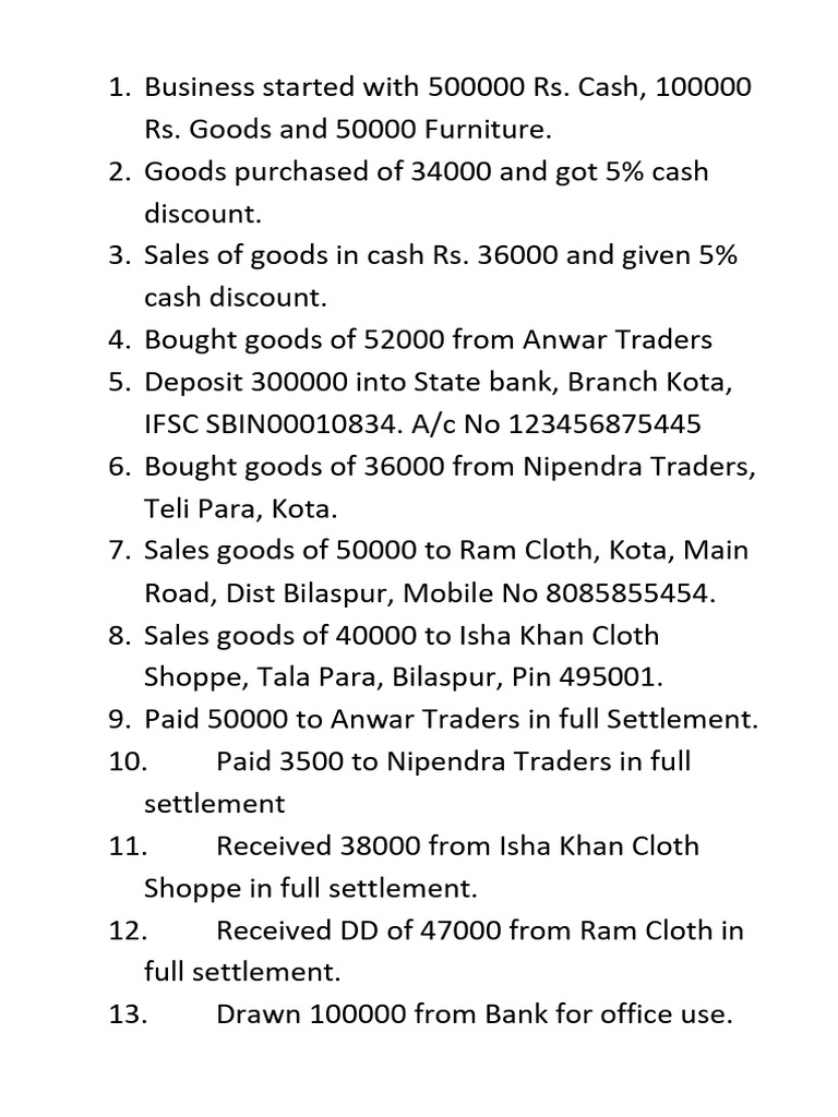 Business Financial Transactions Summary | PDF