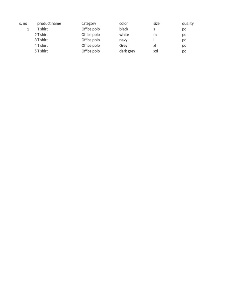Office Apparel Inventory List | PDF | Clothing | Fashion