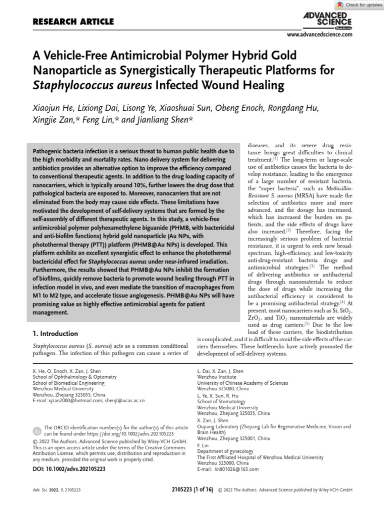 Advanced Science - 2022 - He - A Vehicle Free Antimicrobial Polymer ...