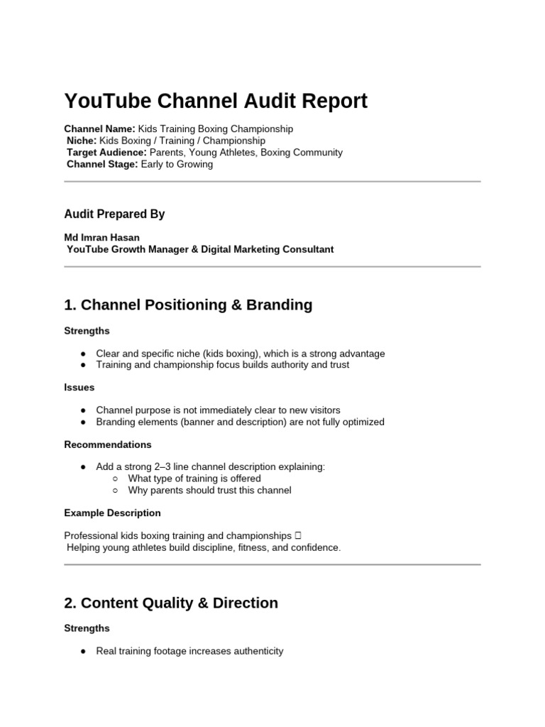 YouTube Channel Audit Report | PDF | Human Communication