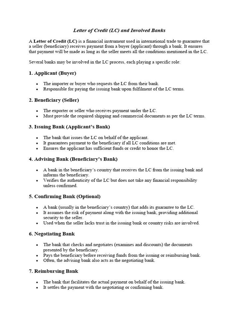 Understanding Letters of Credit and Banks | PDF | Letter Of Credit ...