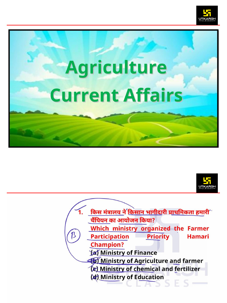 Agriculture Current Affairs #69 Important Question For All Agriculture ...
