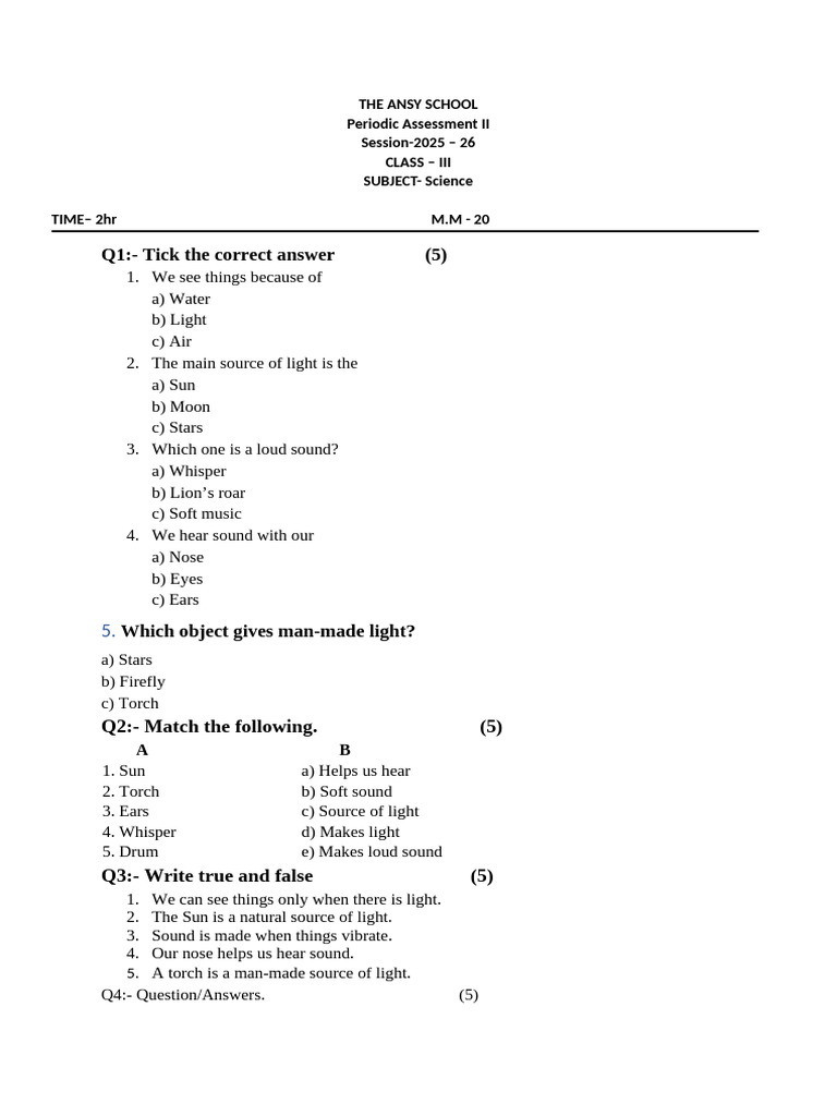 Science Class 3 (P.a 3) | PDF