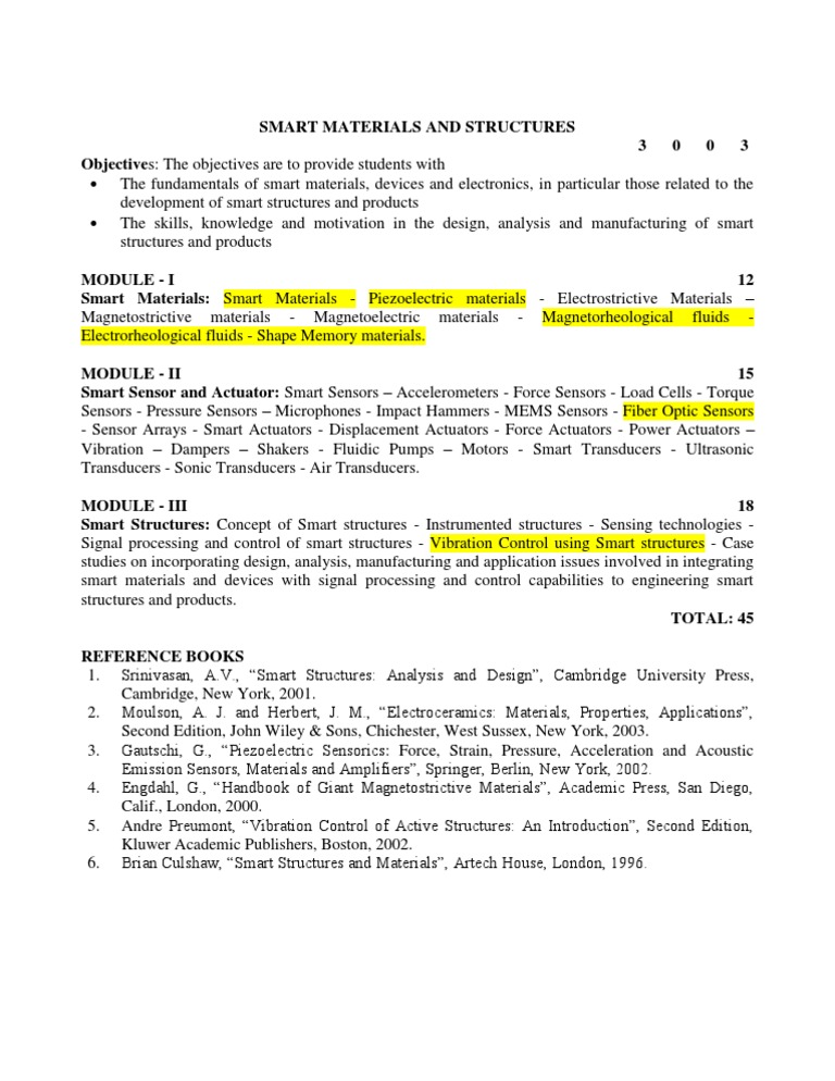 Smart Materials and Structures | PDF | Actuator | Piezoelectricity
