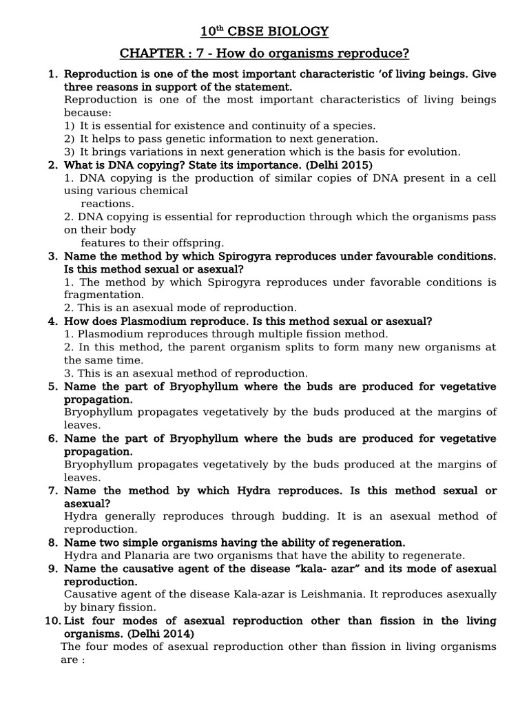 How Organisms Reproduce: CBSE Class 10 Biology | PDF | Fertilisation ...