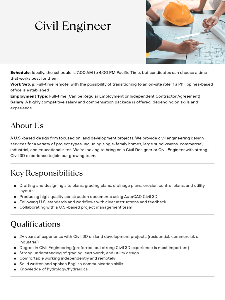 Remote Civil Engineer Position Available | PDF