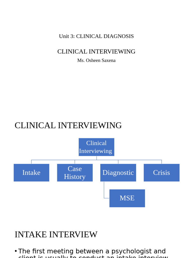 Unit 3 - Clinical Interviewing - Role Play | PDF | Abnormal Psychology ...