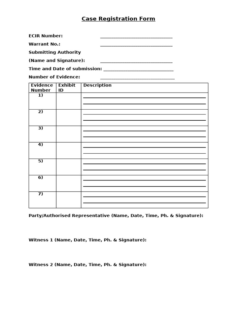 Case Registration Form | PDF