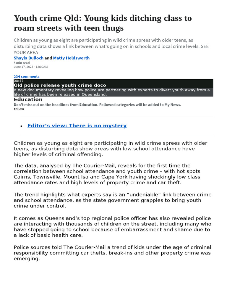 Youth Crime Surge Linked to School Absence | PDF | Juvenile Delinquency ...
