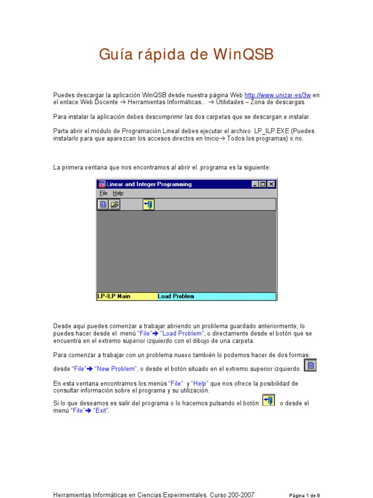 Guia Rapida WinQSB 1 | PDF