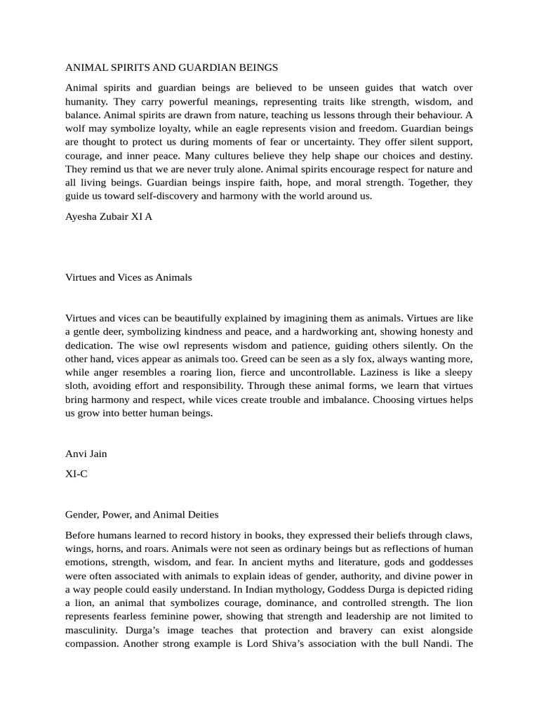 Animal Spirits and Deities Explained | PDF | Virtue | Deities