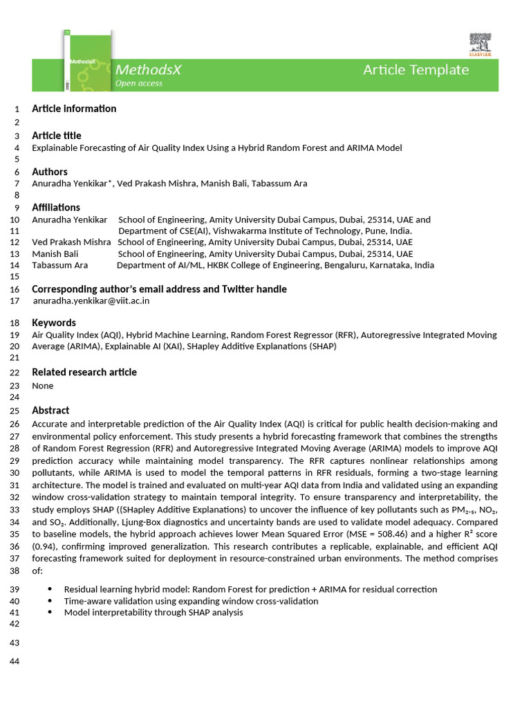 MethodsX - AQI Prediction - FINAL MANUSCRIPT | PDF | Autoregressive ...