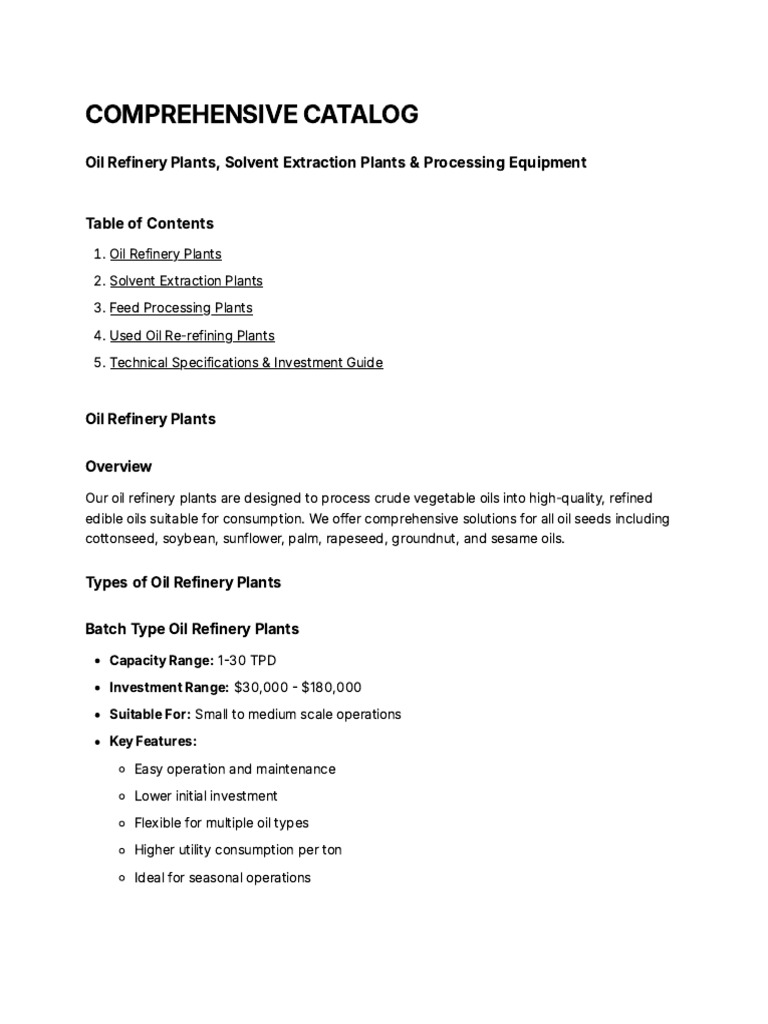 Oil Refinery Catalog | PDF | Vegetable Oil | Chemical Substances