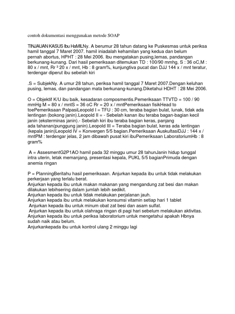 Contoh Dokumentasi Menggunakan Metode SOAP | PDF
