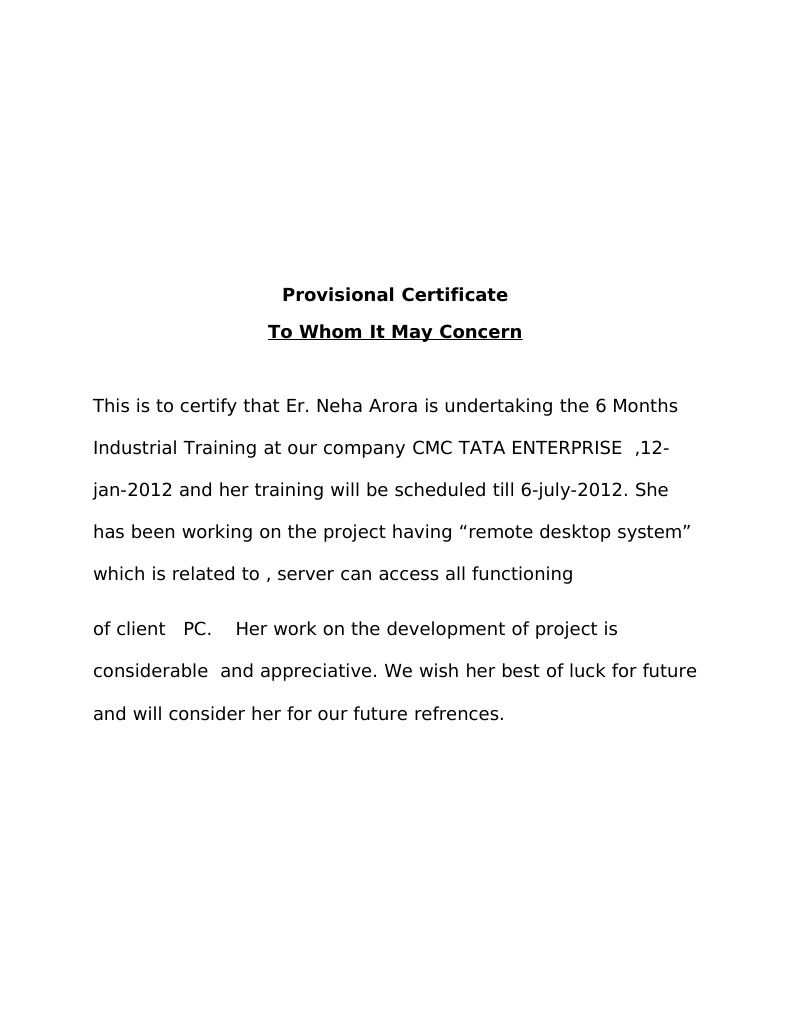 Provisional Certificate | PDF