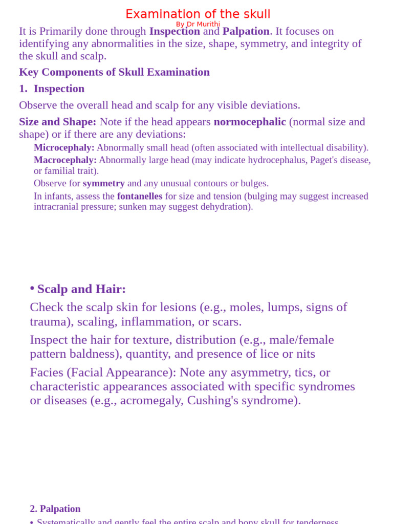 Skull and Spine Examination Guide | PDF | Anatomical Terms Of Motion ...
