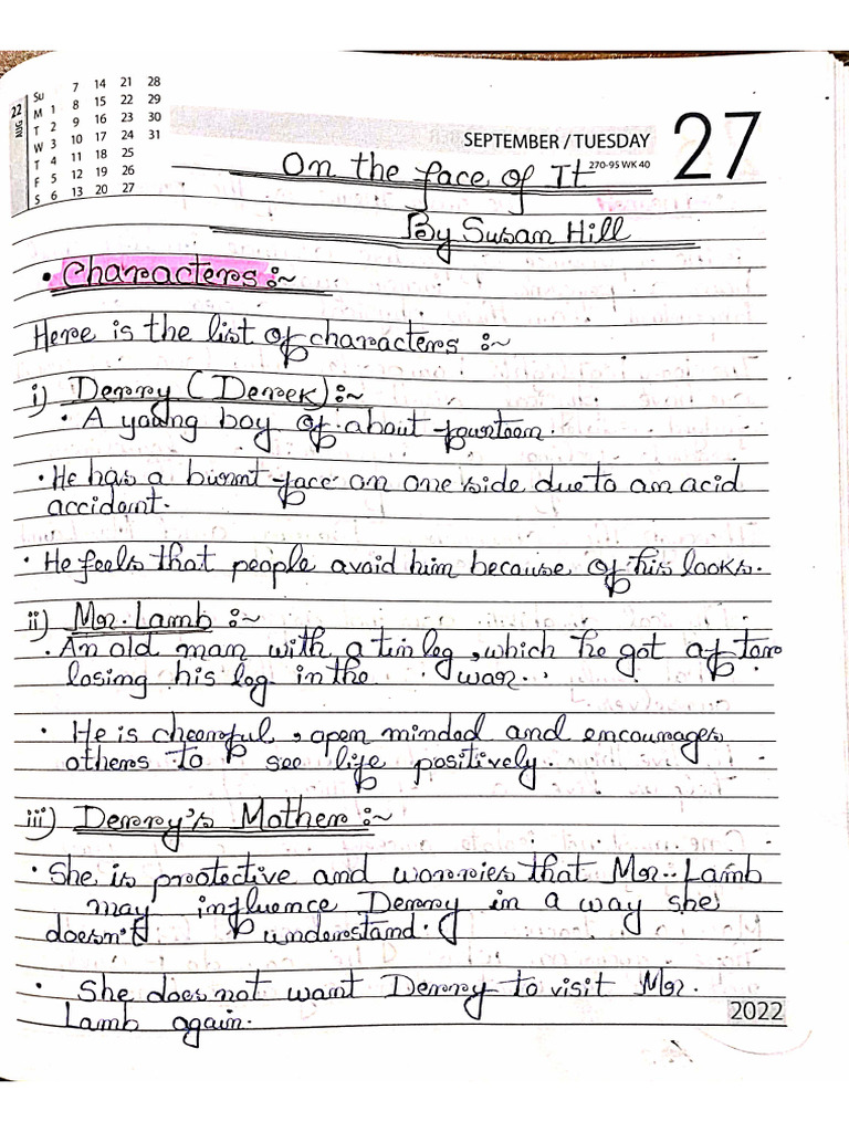 Mind Map of 'On The Face of It' and 'The Enemy' | PDF