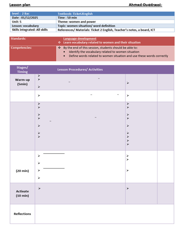Vocabulary Lesson on Women and Power | PDF | Vocabulary | Language ...