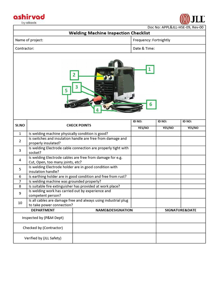 Welding Machine Inspection Checklist | PDF