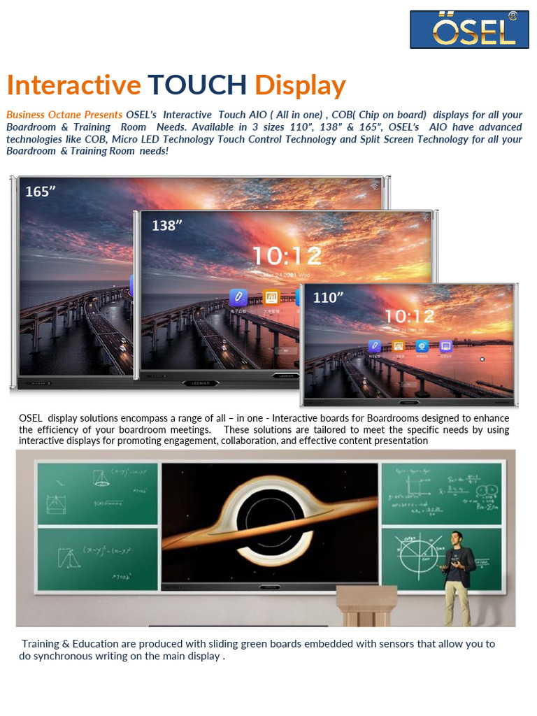 OSEL Interactive Touch AIO Displays | PDF | Information And ...