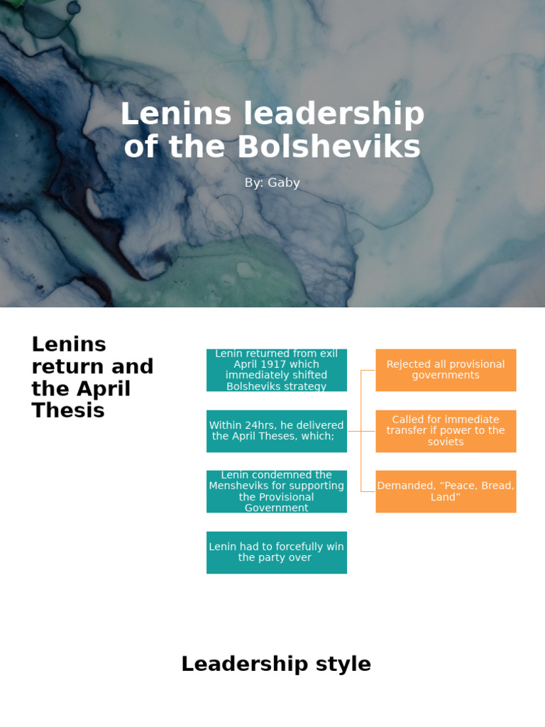 Lenins Leadership of The Bolsheviks | PDF | Vladimir Lenin | Bolsheviks