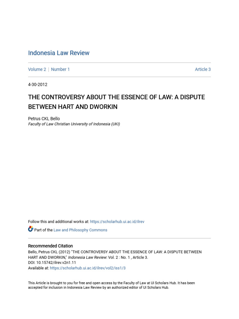 The Controversy About The Essence of Law - A Dispute Between Hart | PDF ...