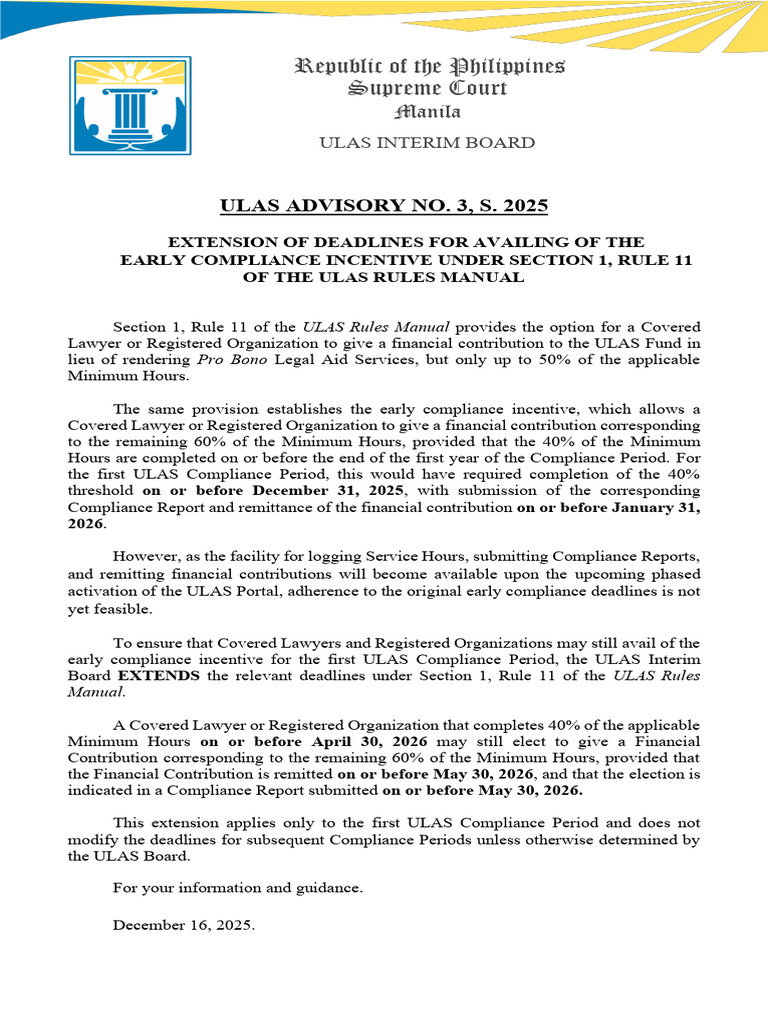 ULAS Advisory No. 3 S. 2025 | PDF | Public Law | Government
