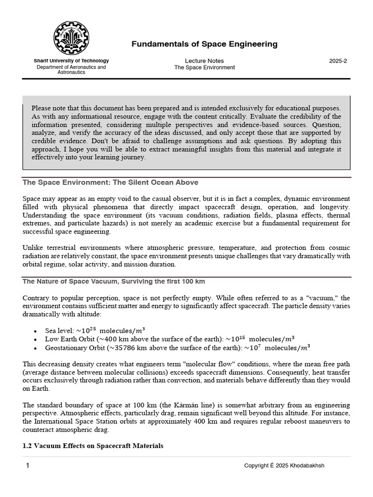 FSE Notes 02 Space Environment | PDF | Outer Space | Space Debris