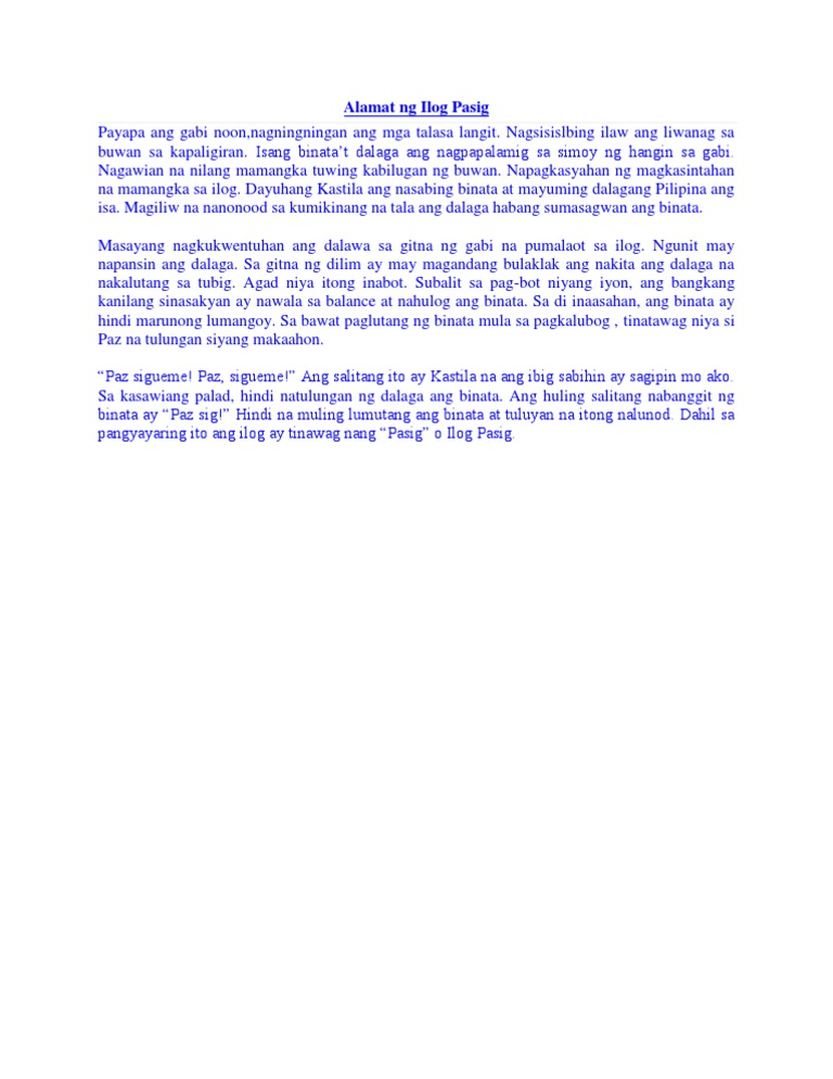 Alamat NG Ilog Pasig | PDF