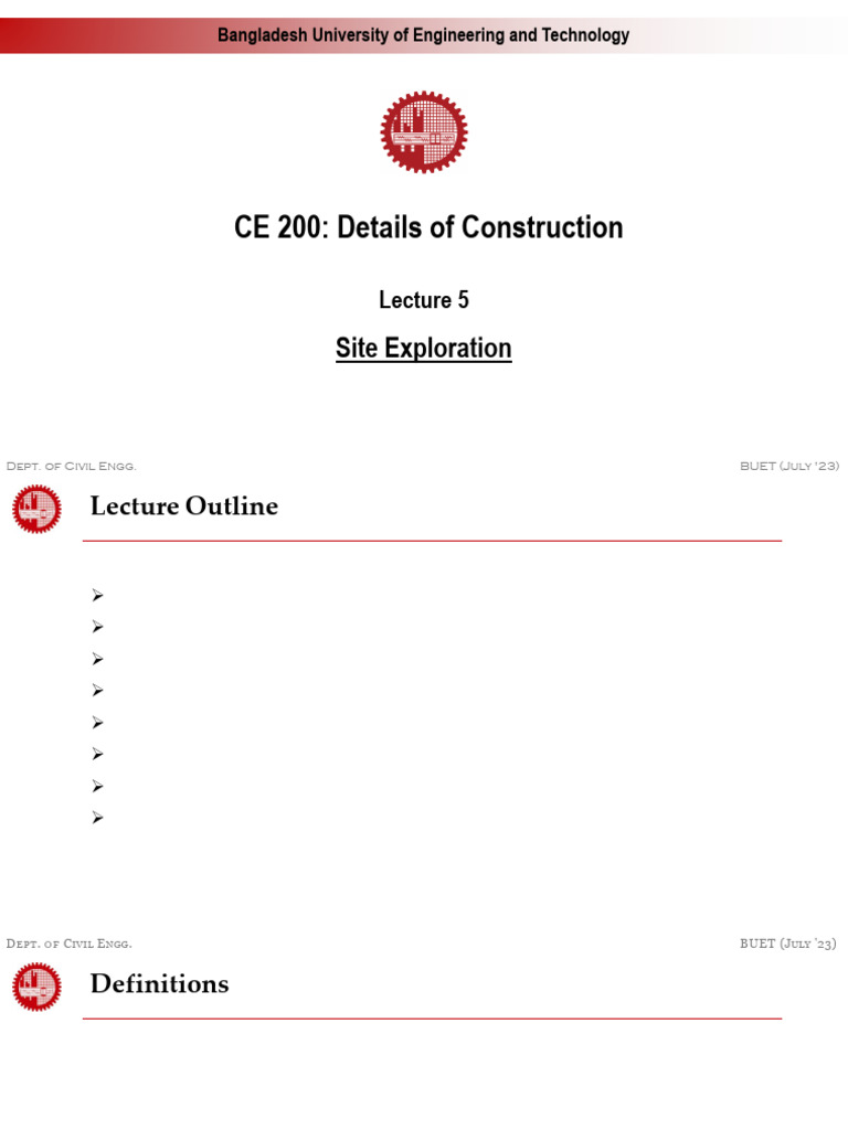 CE 200 - Lecture 5 (July 2023) | PDF | Geotechnical Engineering | Drilling