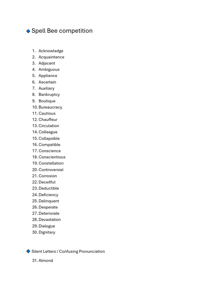 Spell Bee Competition | PDF | Earth Sciences