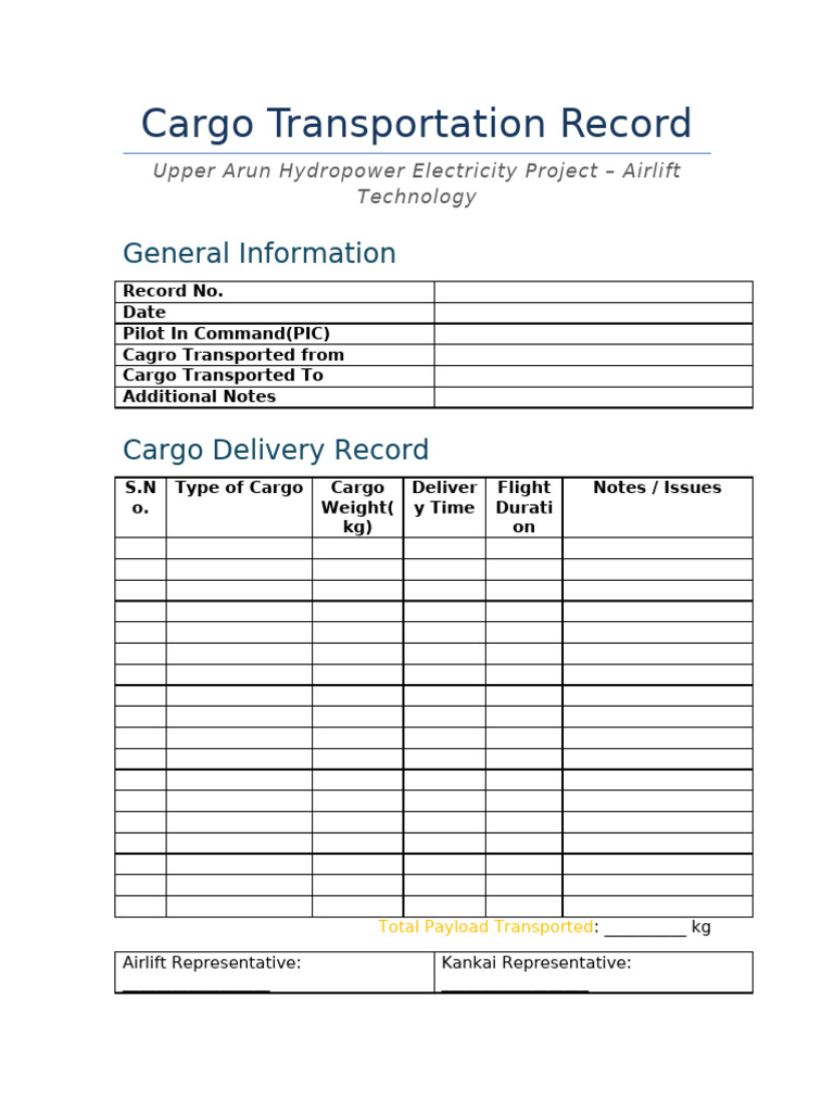 Cargo Transportation Record | PDF