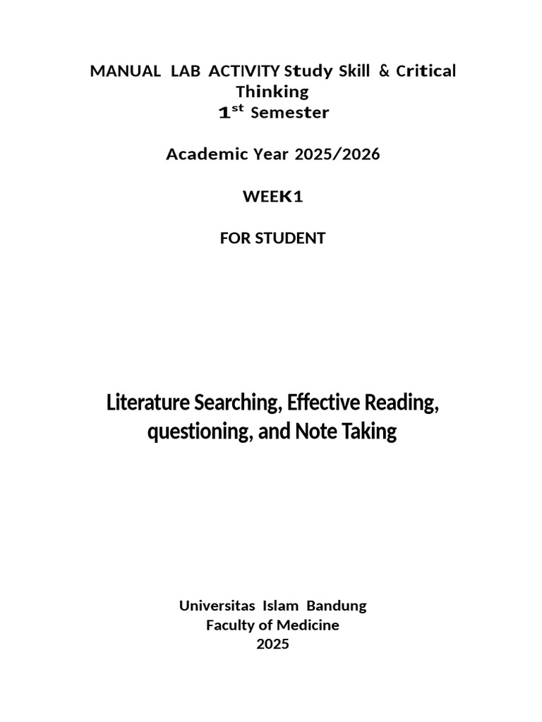 KBBK Lab Act 1 Effective Reading, Literature Searching, Note Taking ...