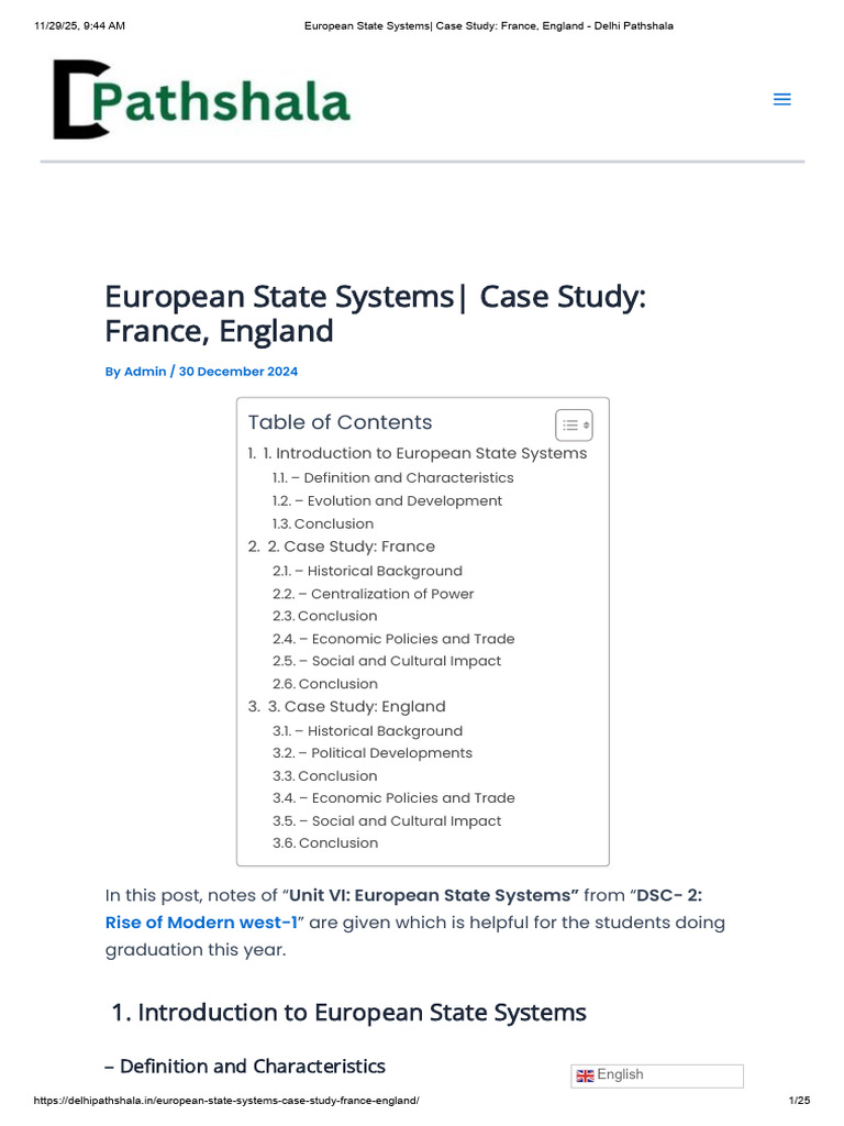 European State Systems: France & England | PDF | Parliament | France