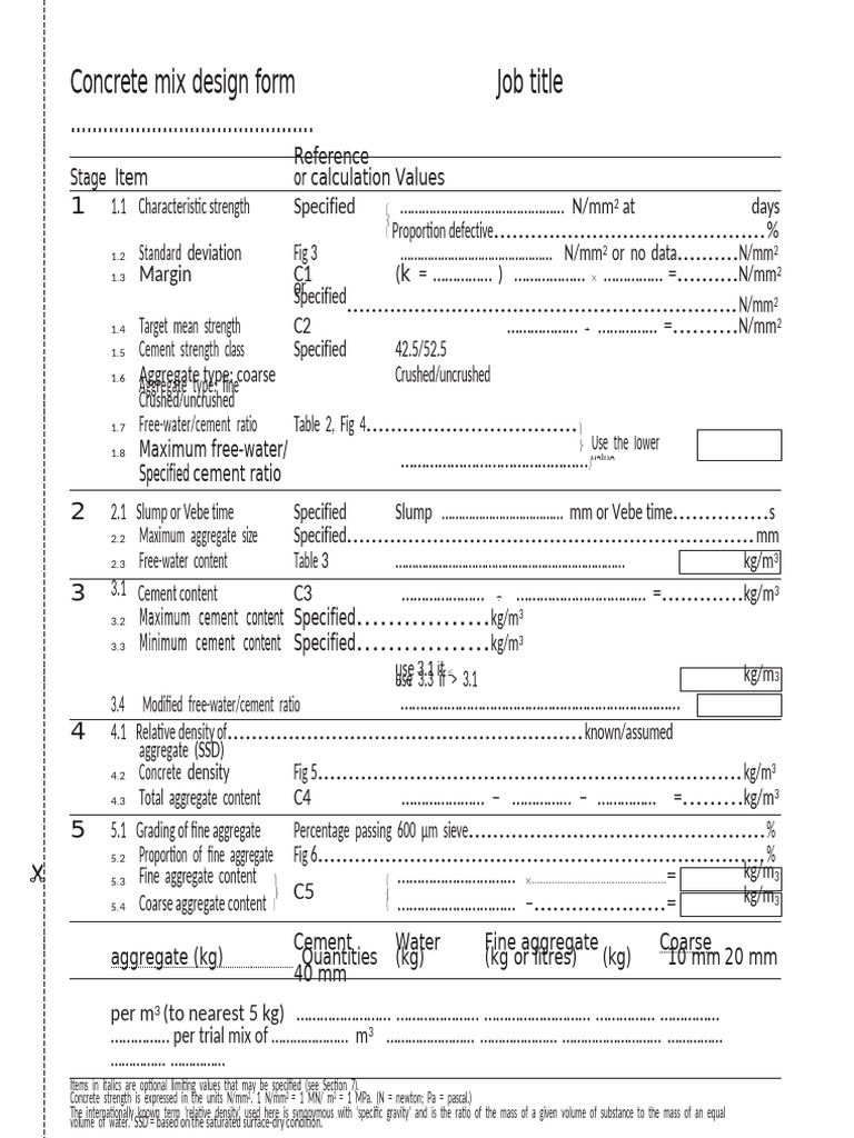 Normal Mix Design Form | PDF | Pascal (Unit) | Quantity