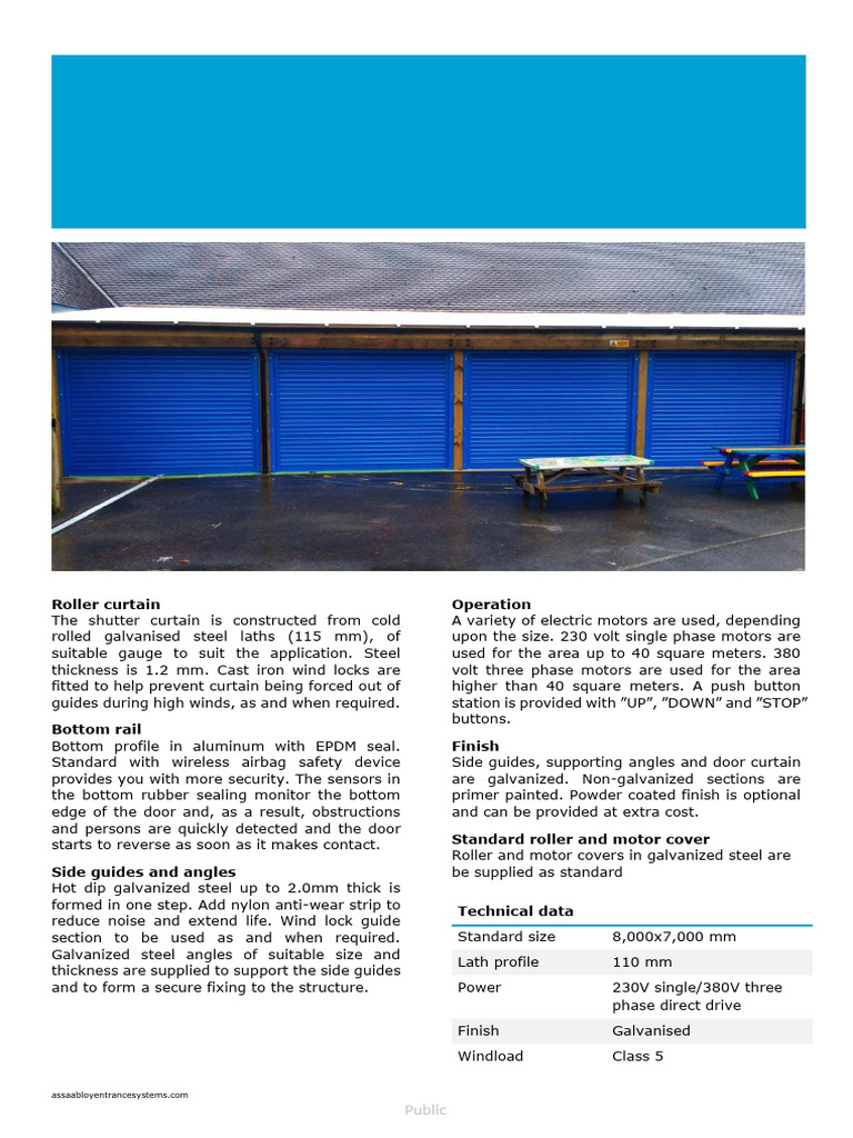 Windproof Rolling Shutter Specifications | PDF | Door | Galvanization