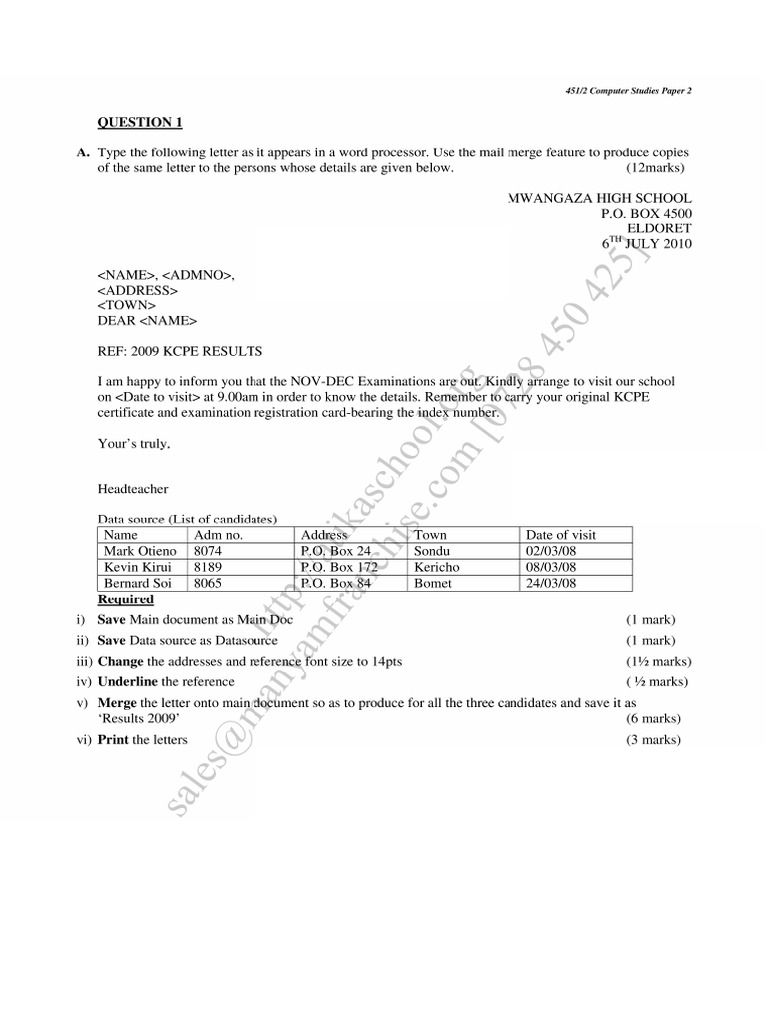 Word Processor 14 Practical Questions Pdf 5495