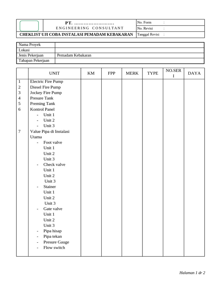 QHSEB-FK-MGN-15-47 Form Uji Coba Pemadam Kebakaran | PDF