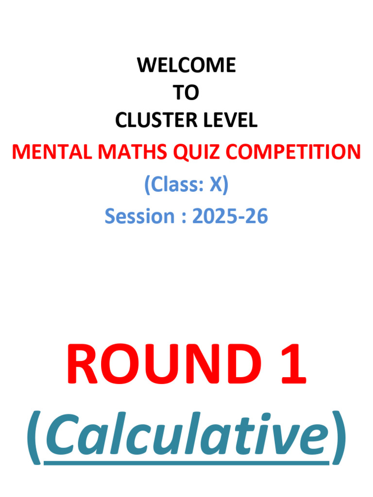 10TH Mental Maths Quiz 2025-26 | PDF
