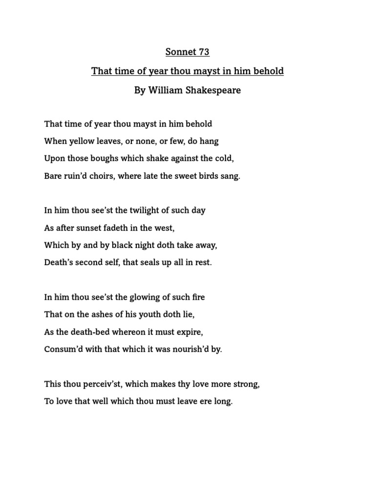 Shakespeare's Sonnet 73 Analysis | PDF | Literary Criticism | Sonnets