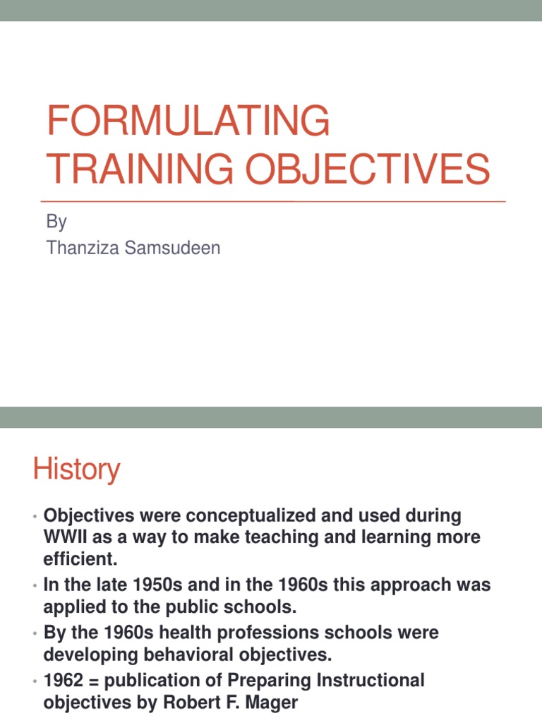 Formulation of Training Objectives | PDF | Pedagogy ...