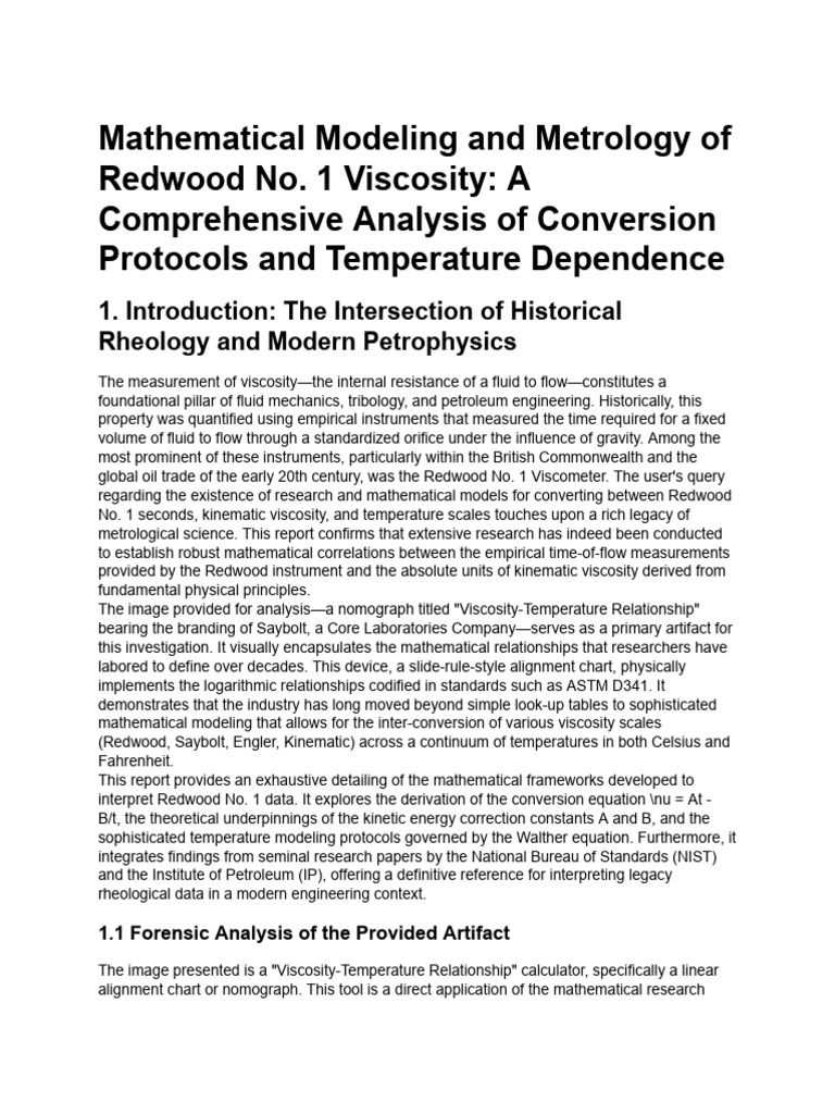 Redwood No. 1 Viscosity Modeling Insights | PDF | Viscosity | Fluid ...