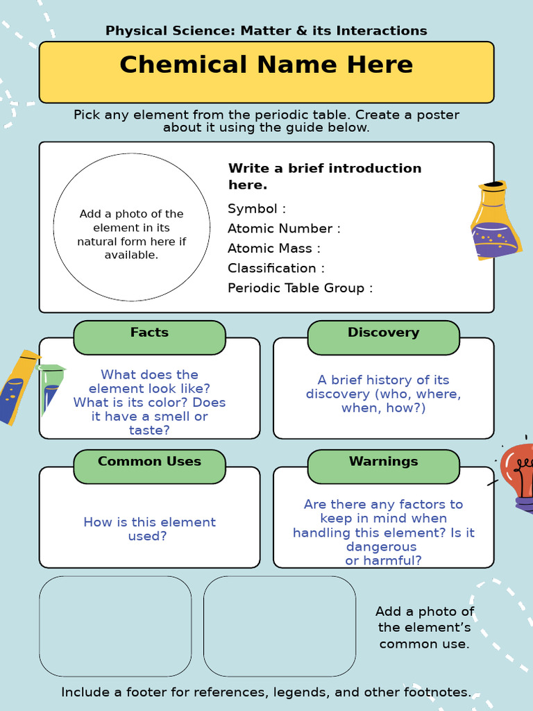 Chemical Element Activity Portrait Poster | PDF | Nitrogen | Chemical ...
