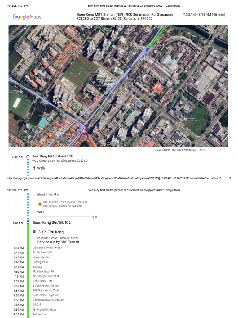 Boon Keng MRT Station (NE9) To 227 Bishan St. 23, Singapore 570227 ...