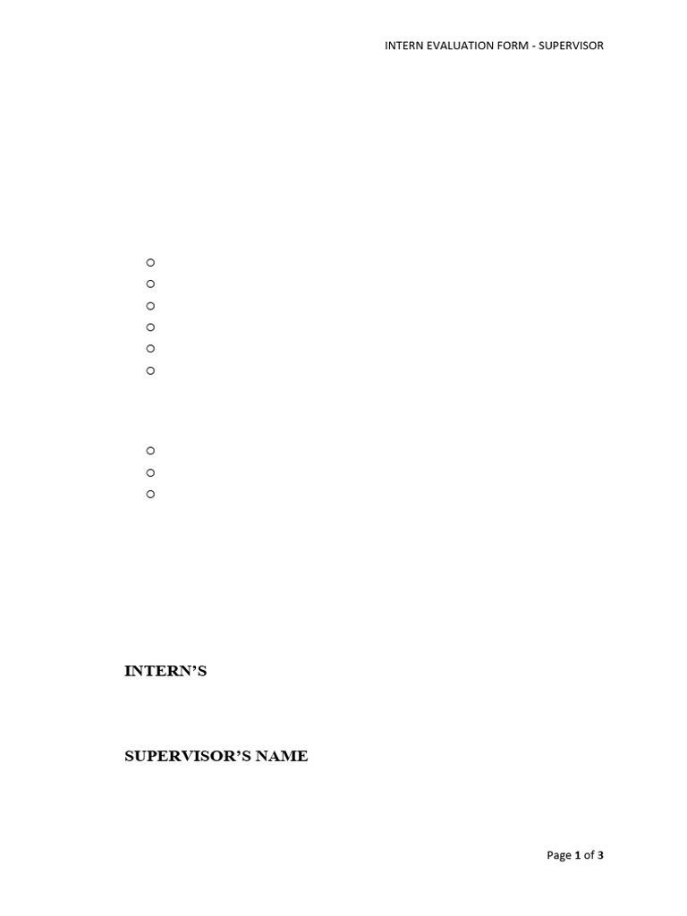 Supervisor's Intern Evaluation Form | PDF