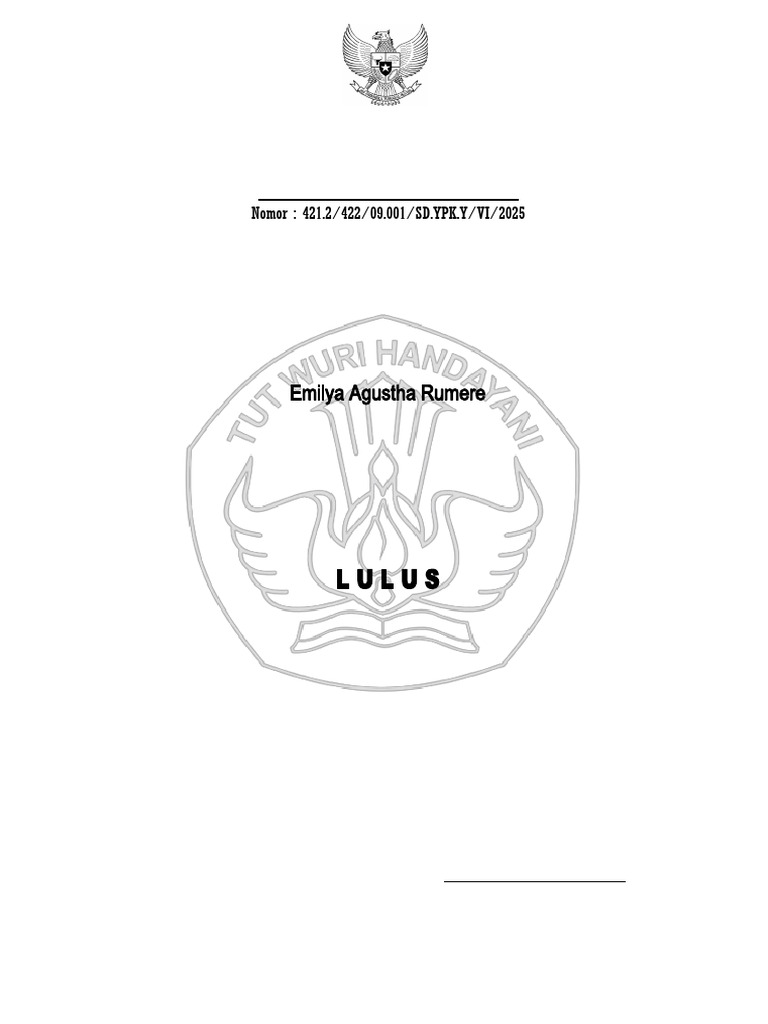 Surat Keterangan Lulus 2025 - Emilya Agustha Rumere | PDF