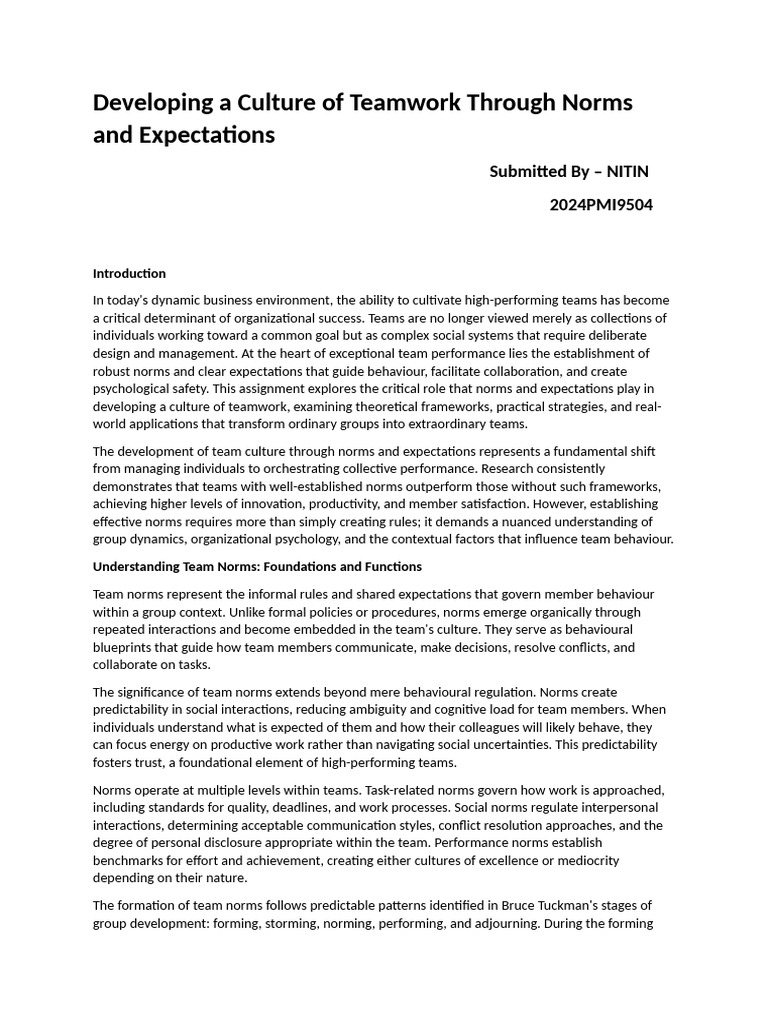 Cultivating Teamwork Through Norms | PDF | Communication | Performance ...