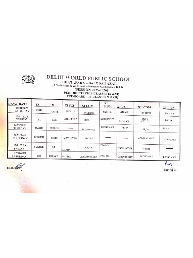 PT II Time Table | PDF